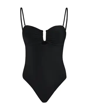L'Agence Emilia Solid Bandeau V Wire One-piece Swimsuit - Black