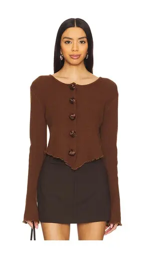 BUBISH X Rosette Knit Cardigan - Chocolate Brown