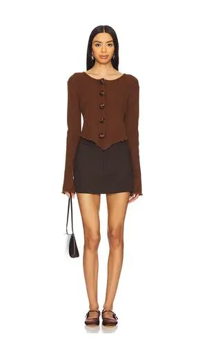 BUBISH X Rosette Knit Cardigan - Chocolate Brown