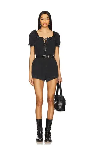 Women's Black Denim Rompers