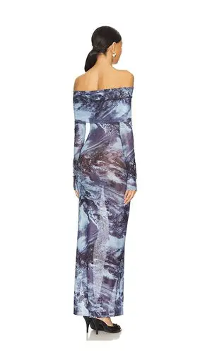 Superdown Karasi Maxi Dress With Off-shoulder Neckline