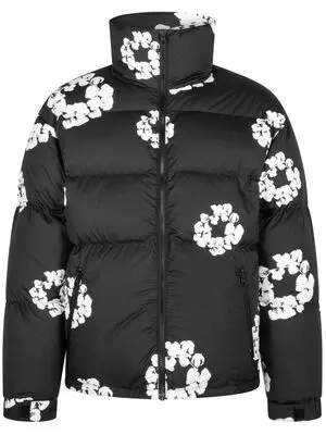 DENIM TEARS Floral-print Padded Jacket - Black