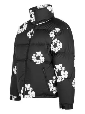 DENIM TEARS Floral-print Padded Jacket - Black