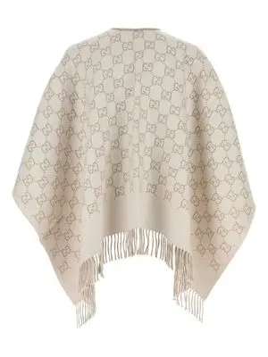 Gucci Embroidered Wool Cape - Neutrals