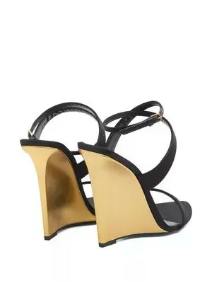 Saint Laurent Salomé Wedge Heel Sandals - Black