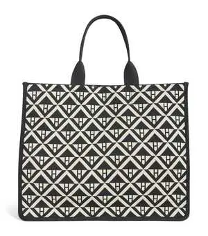 Harrods Geometric Patterned Tote Bag - Black