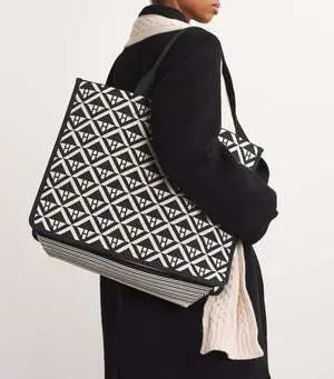 Harrods Geometric Patterned Tote Bag - Black