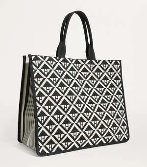 Harrods Geometric Patterned Tote Bag - Black