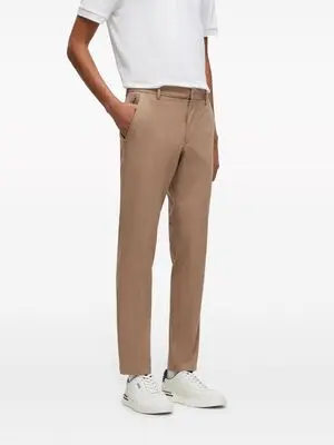 BOSS Logo-embroidered Tapered Trousers - Neutrals