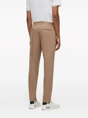 BOSS Logo-embroidered Tapered Trousers - Neutrals