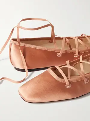 LOEFFLER RANDALL Louisa Lace-up Satin Ballet Flats
