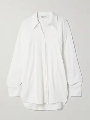 Another Tomorrow Satin-crepe Shirt