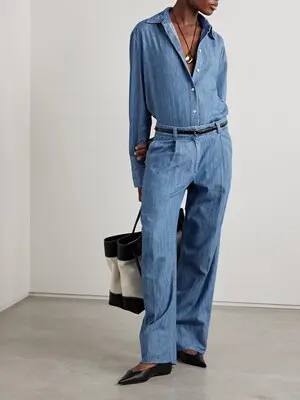 Another Tomorrow Oversized Organic Cotton-chambray Shirt