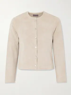 Stouls Astrid Cropped Suede Cardigan - Neutrals