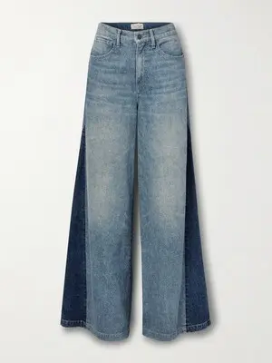 NILI LOTAN Ebony Paneled Wide-leg Jeans - Blue