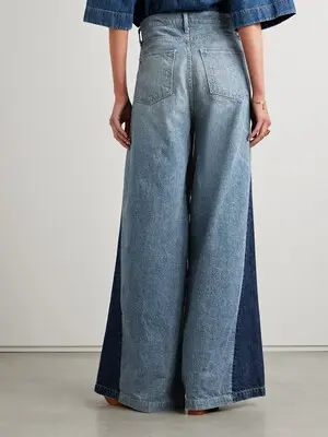NILI LOTAN Ebony Paneled Wide-leg Jeans - Blue