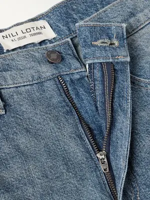 NILI LOTAN Ebony Paneled Wide-leg Jeans - Blue