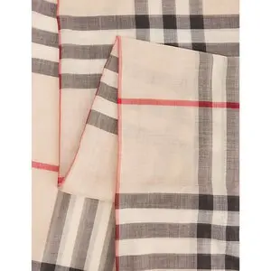Burberry Wide Check Wool-silk Scarf - Stone Check