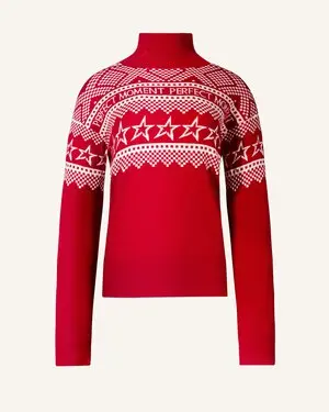 Perfect Moment Intarsia-knit Merino Wool Turtleneck - Red