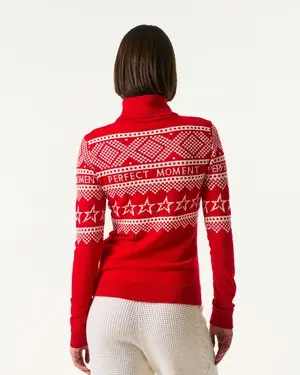 Perfect Moment Intarsia-knit Merino Wool Turtleneck - Red