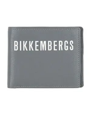 BIKKEMBERGS Man Wallet Blue Size - Calfskin Grey