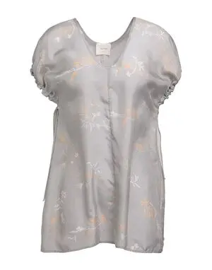 ALYSI Floral-print Silk Top - Light Grey