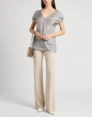 ALYSI Floral-print Silk Top - Light Grey