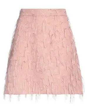 SISTE'S Blush Polyester Mini Skirt With Fringe Detail