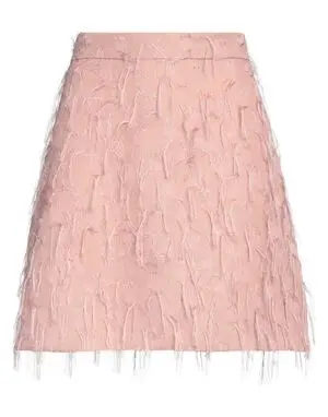SISTE'S Blush Polyester Mini Skirt With Fringe Detail