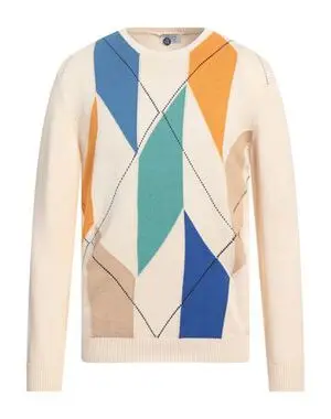 HERITAGE Geometric-print Cotton Sweater - Beige