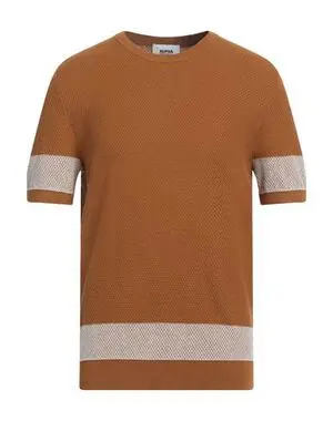Alpha Studio Two-tone Crewneck Short Sleeve Sweater