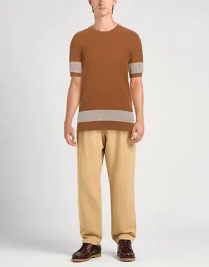 Alpha Studio Two-tone Crewneck Short Sleeve Sweater