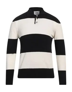 Alpha Studio Striped Knit Polo Shirt - Black