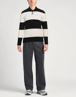 Alpha Studio Striped Knit Polo Shirt
