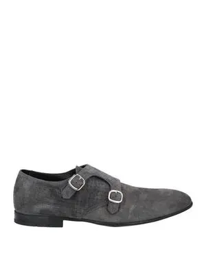 DOUCAL'S Leather Monk Strap Loafers - Grey