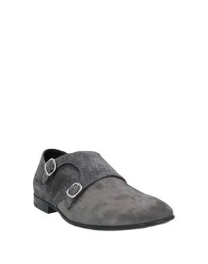 DOUCAL'S Leather Monk Strap Loafers - Grey