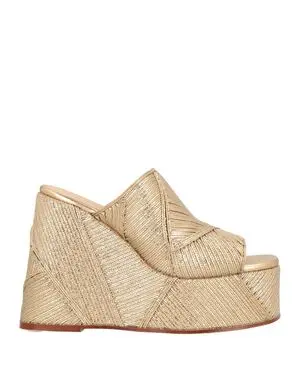 CastaÑer Wedge Sandals In Metallic Textile Fibers
