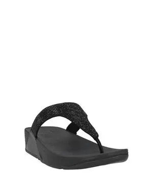 Fitflop Textile Fiber Thong Sandals With Crystal Embellishments - Black