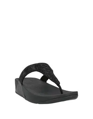 Fitflop Textile Fiber Thong Sandals With Crystal Embellishments - Black
