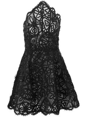 Carolina Herrera Embroidered Mini Dress - Black