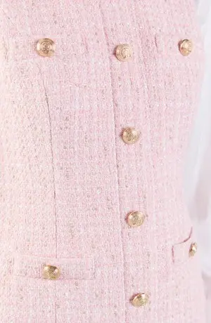 Endless Rose Sleeveless Metallic Tweed Mini Dress - Pink