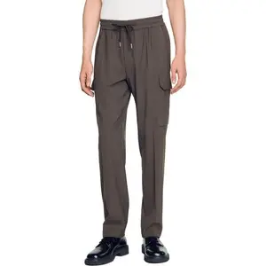 Sandro Elasticated Cargo Trousers - Dark Kaki.