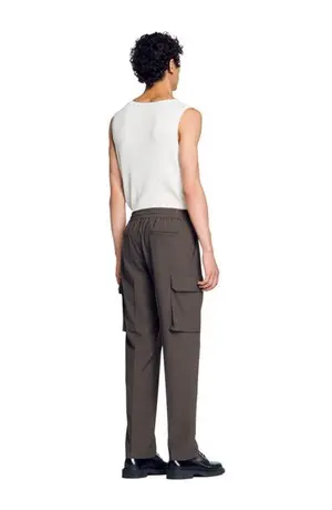 Sandro Elasticated Cargo Trousers - Dark Kaki.