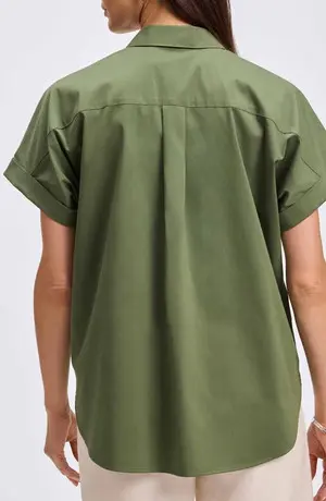 Foxcroft Abigail Short Sleeve Shirt - Basil