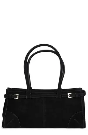 Jeffrey Campbell Pesky Leather Shoulder Bag - Black Suede