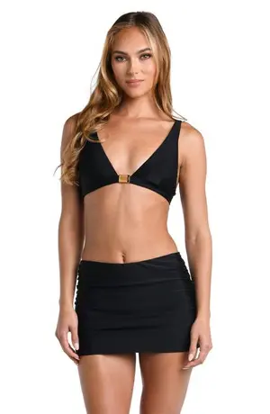 L'Agence Coco Ruched Skirted Bikini Bottom