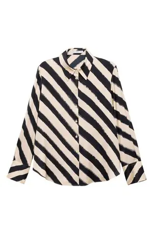 Mango Print Satin Button-up Shirt