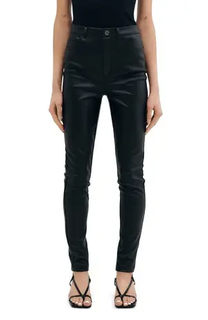 MARCELLA Santiago Faux Leather High Waist Pants - Black