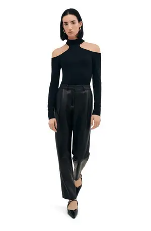MARCELLA Cairo Cutout Mock Neck Top - Black