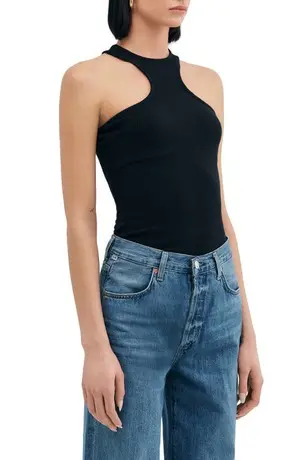 MARCELLA Chauncey Cutaway Sleeveless Top - Black